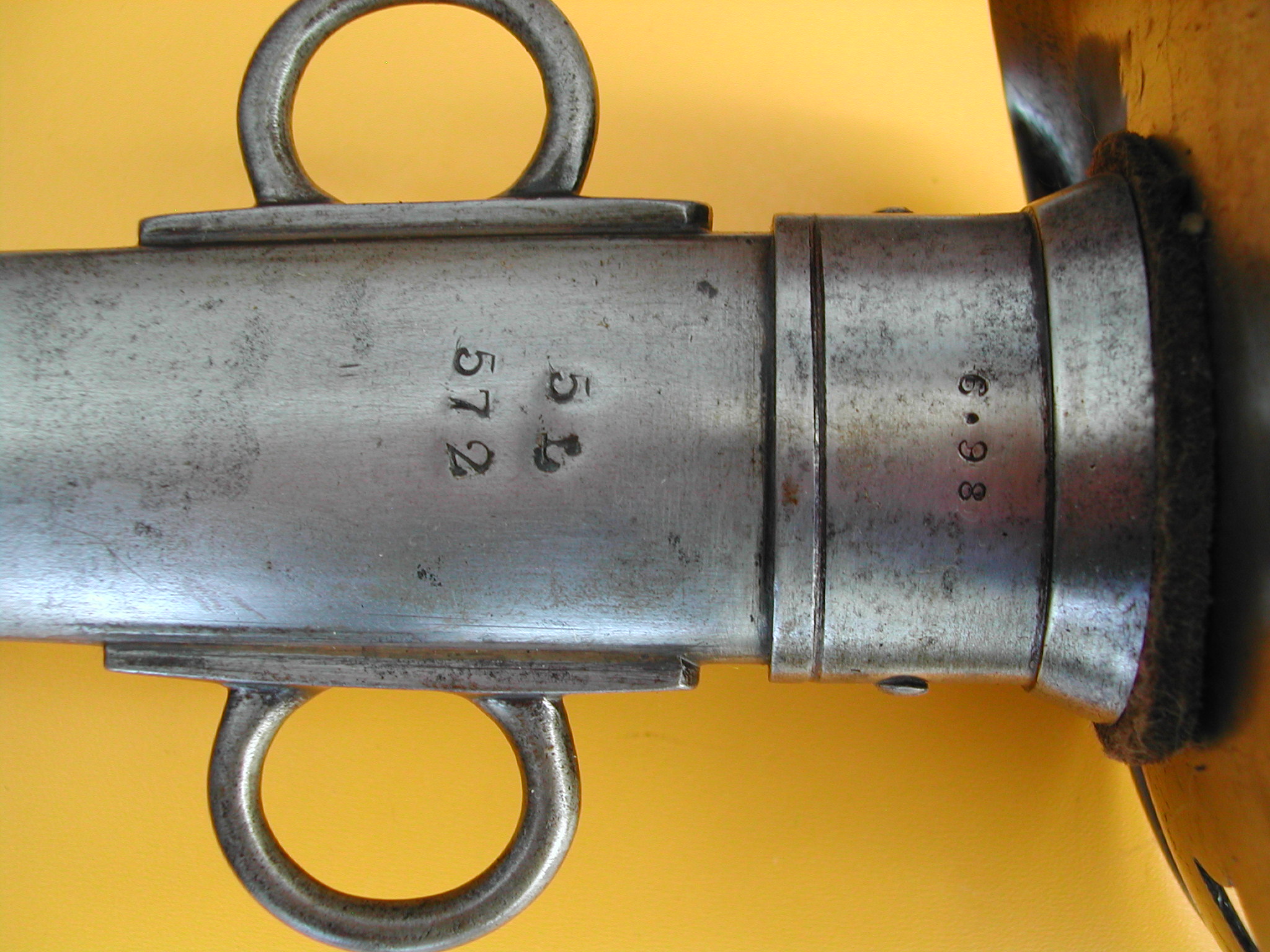 Scabbard showing 5th lancers stamp